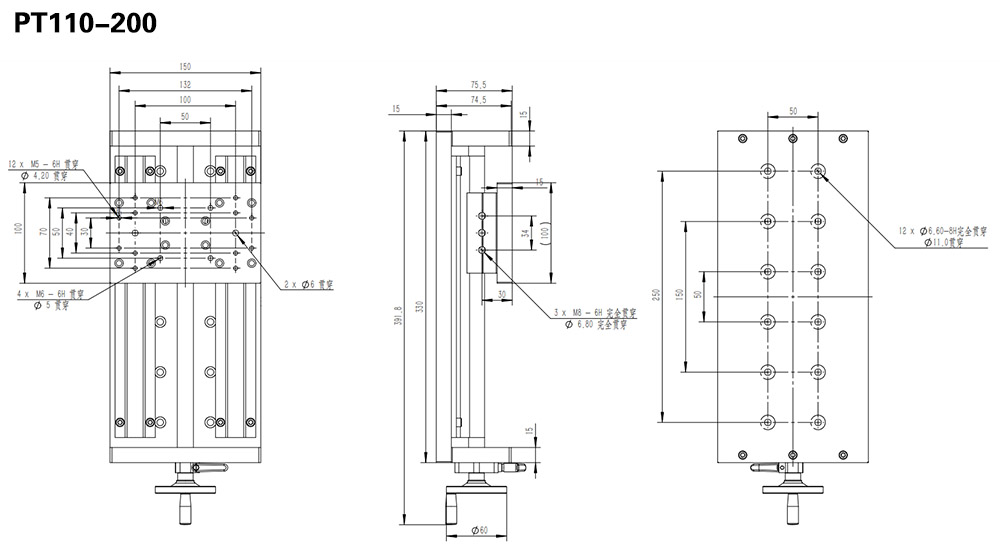 PT110 Series Manual Ball Screw Slide Stage Three Axis Combined Platform ...
